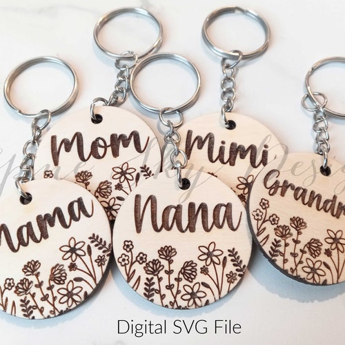 Floral Keychain SVG Bundle Round Keychain SVG Mama - Etsy