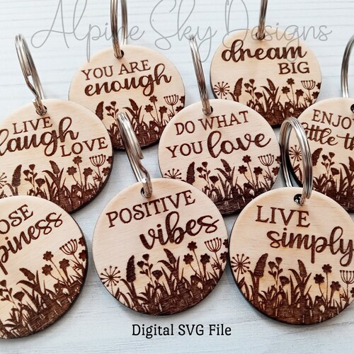24 Motivational Keychain SVG Glowforge Files Inspirational - Etsy
