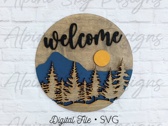 Welcome Laser File SVG Glowforge Welcome Signs Laser Cut | Etsy