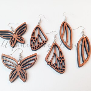 Earring SVG Wings Butterfly Earrings SVG Butterfly Wing Earring SVG Glowforge Earring Files ...