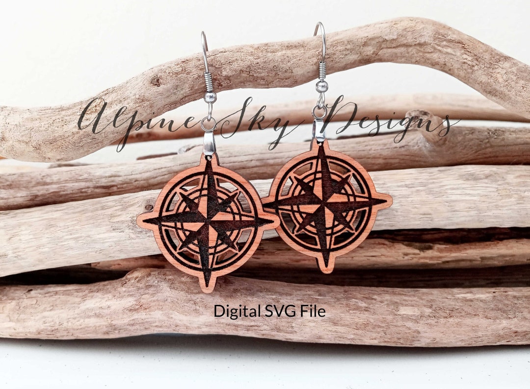 Compass Earrings SVG | Compass Earring SVG File | Compass SVG | Compass ...