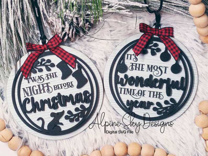 Christmas Ornament Svg Files Ornament Svg Bundle Glowforge Etsy