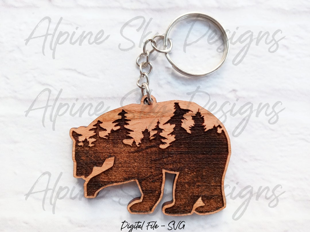Bear Keychain SVG | Glowforge Keychain File | Glowforge Keychain SVG ...