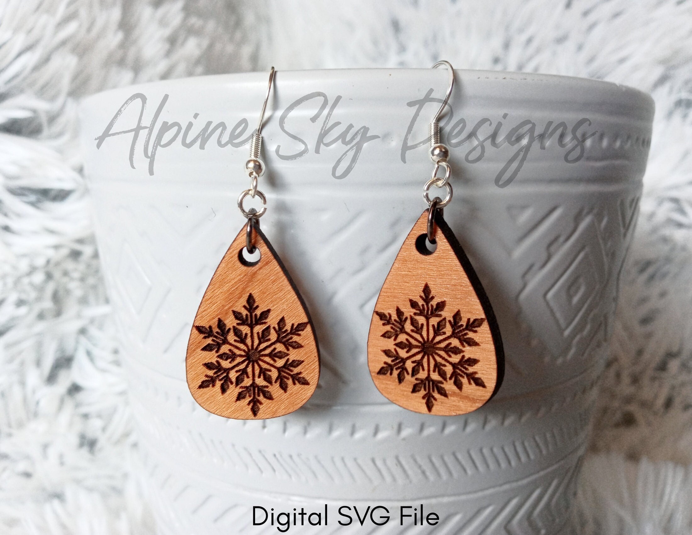 Snowflake Earrings SVG | Winter Earring SVG | Holiday Earring SVG File ...