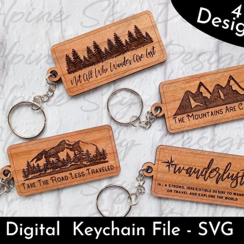 Mountain Keychains SVG Glowforge Keychain SVG Files - Etsy