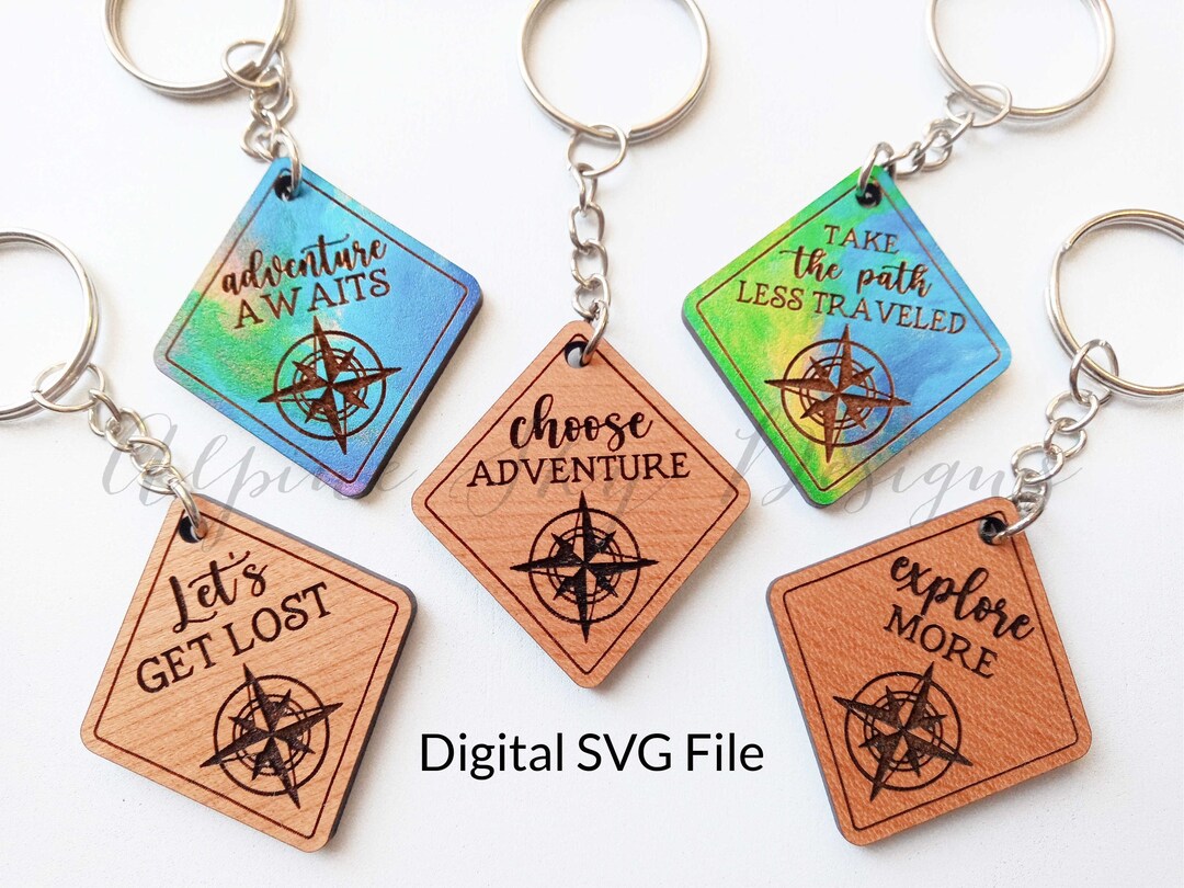 Adventure Keychain SVG Bundle | Glowforge Keychain SVG | Wristlet Svg ...