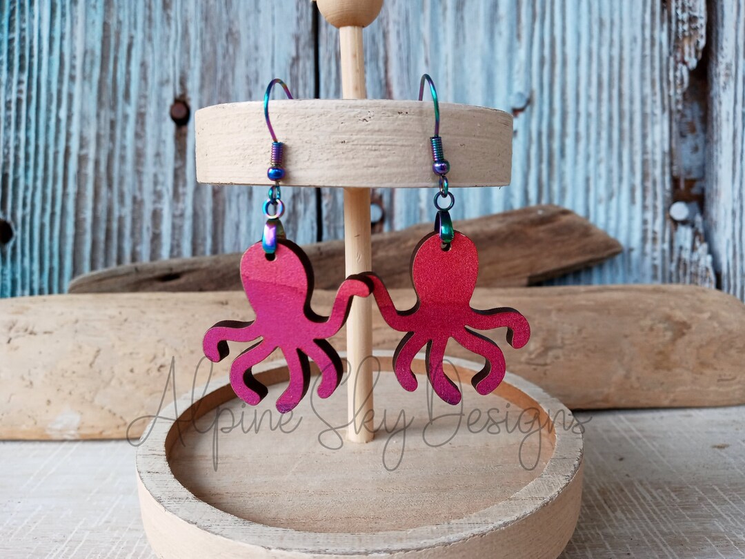 Octopus Earring SVG Octopus Earrings Glowforge Laser Octopus SVG Files ...