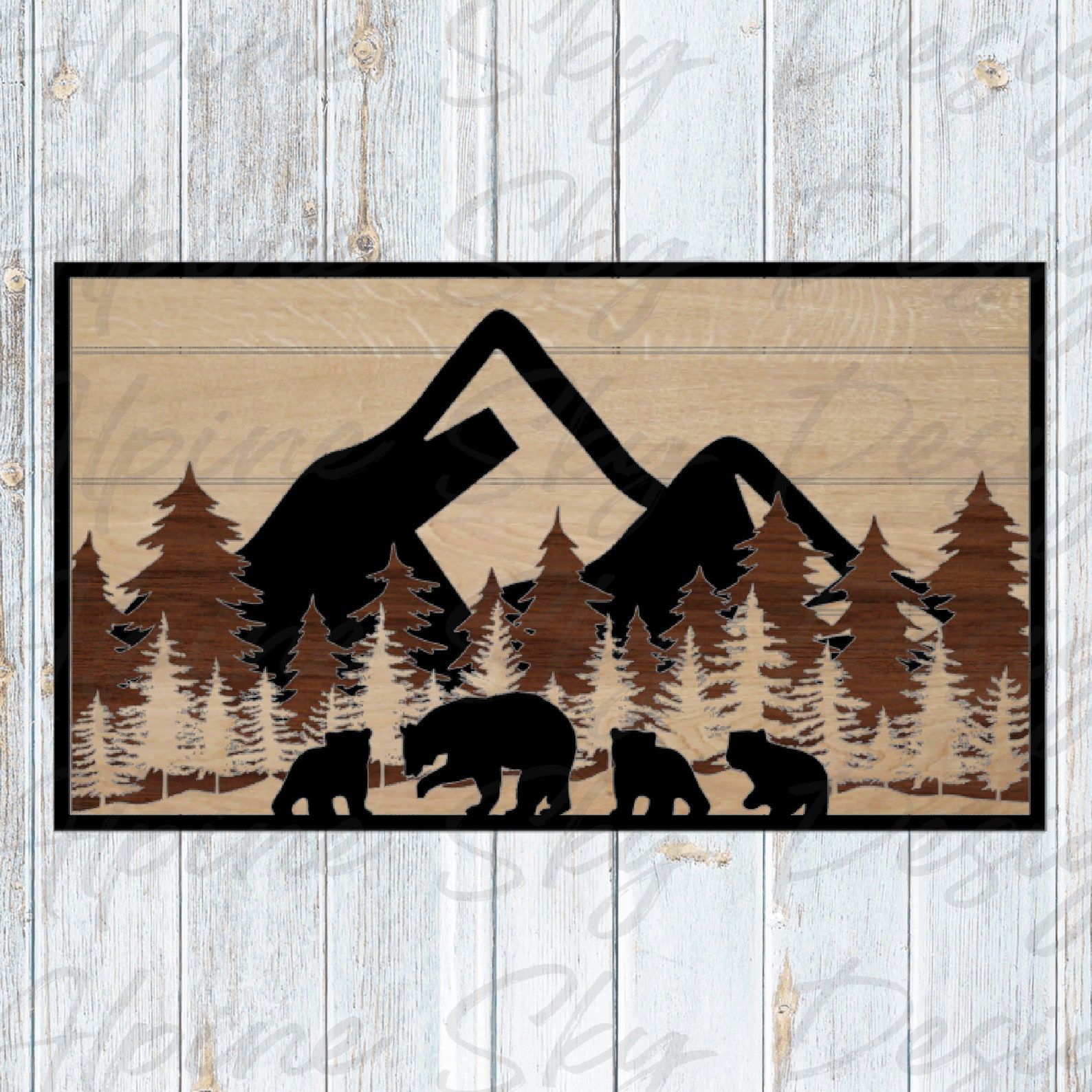 Layered Mountain Glowforge SVG Pine Trees SVG Laser Files - Etsy