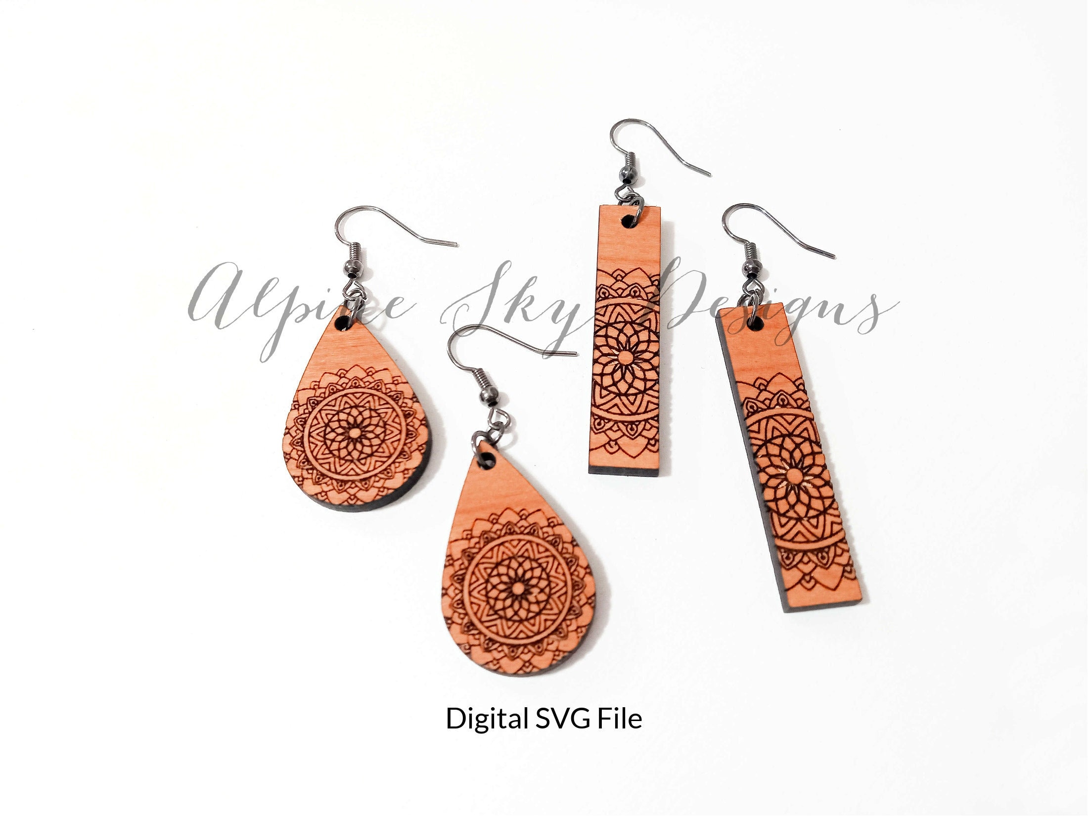 Mandala Earring SVG Mandala Earring File Glowforge Earring - Etsy