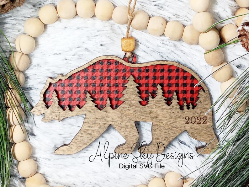 Bear Ornament SVG | Bear Christmas Ornament SVG | Glowforge Ornament Files | Glowforge Christmas ...