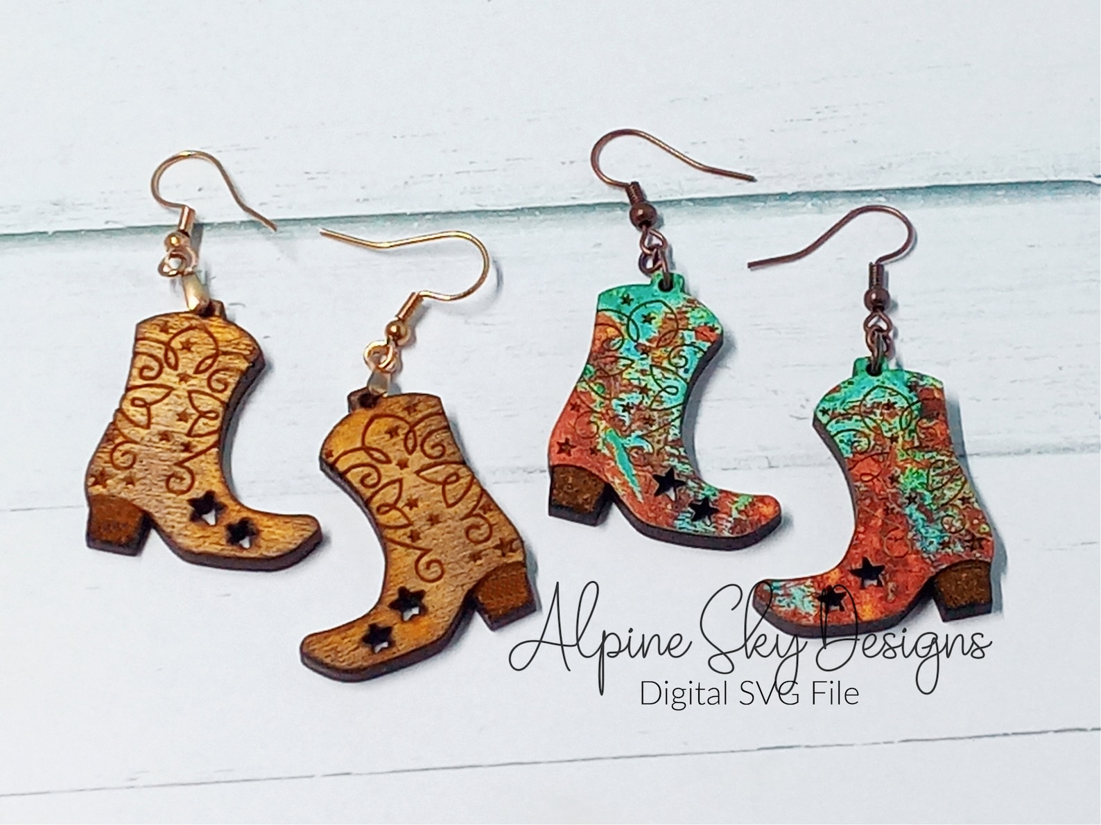Cowboy Boot Earrings SVG | Cowgirl Boot Earring SVG | Cowgirl Boots SVG ...