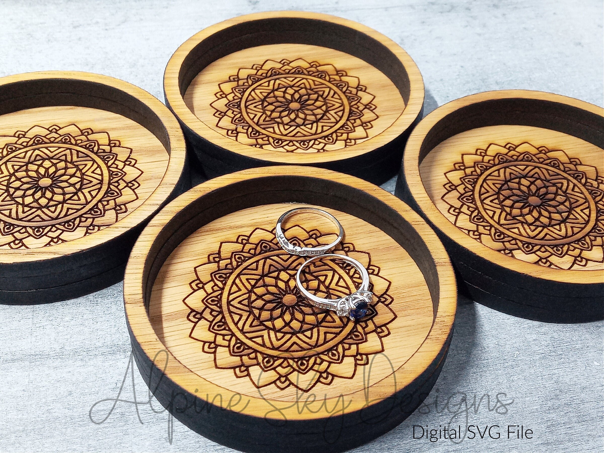 Mandala Ring Dish SVG | Trinket Tray SVG File | Glowforge Files ...