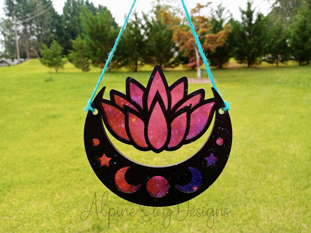Lotus Moon Suncatcher SVG Lotus Suncatcher Moon Suncatcher SVG Lotus ...