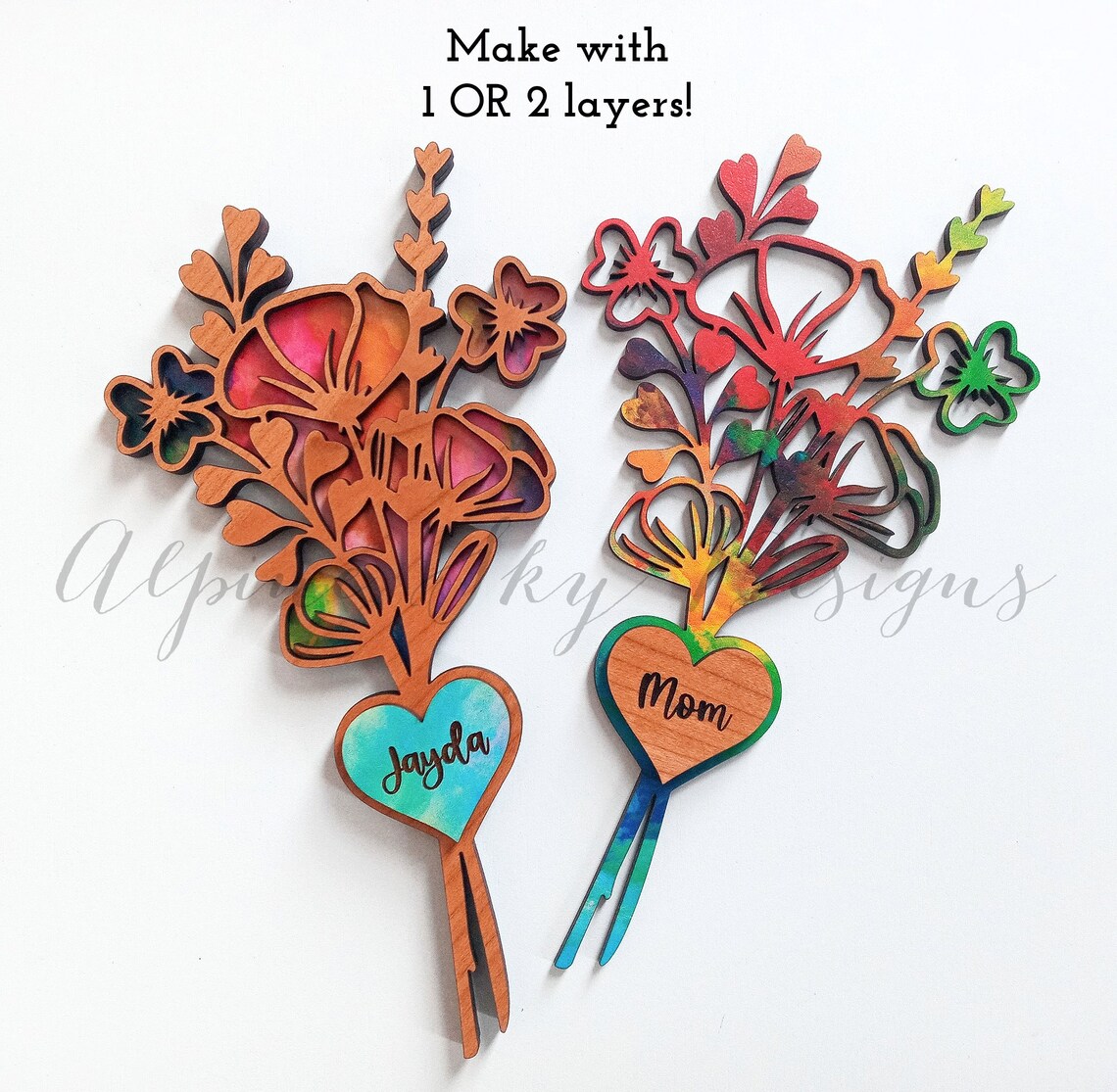 Customizable Floral SVG File Glowforge Flower Bouquet SVG | Etsy