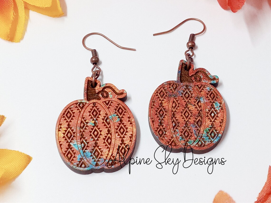 Aztec Pumpkin Earring SVG Pumpkin Earrings SVG Glowforge - Etsy