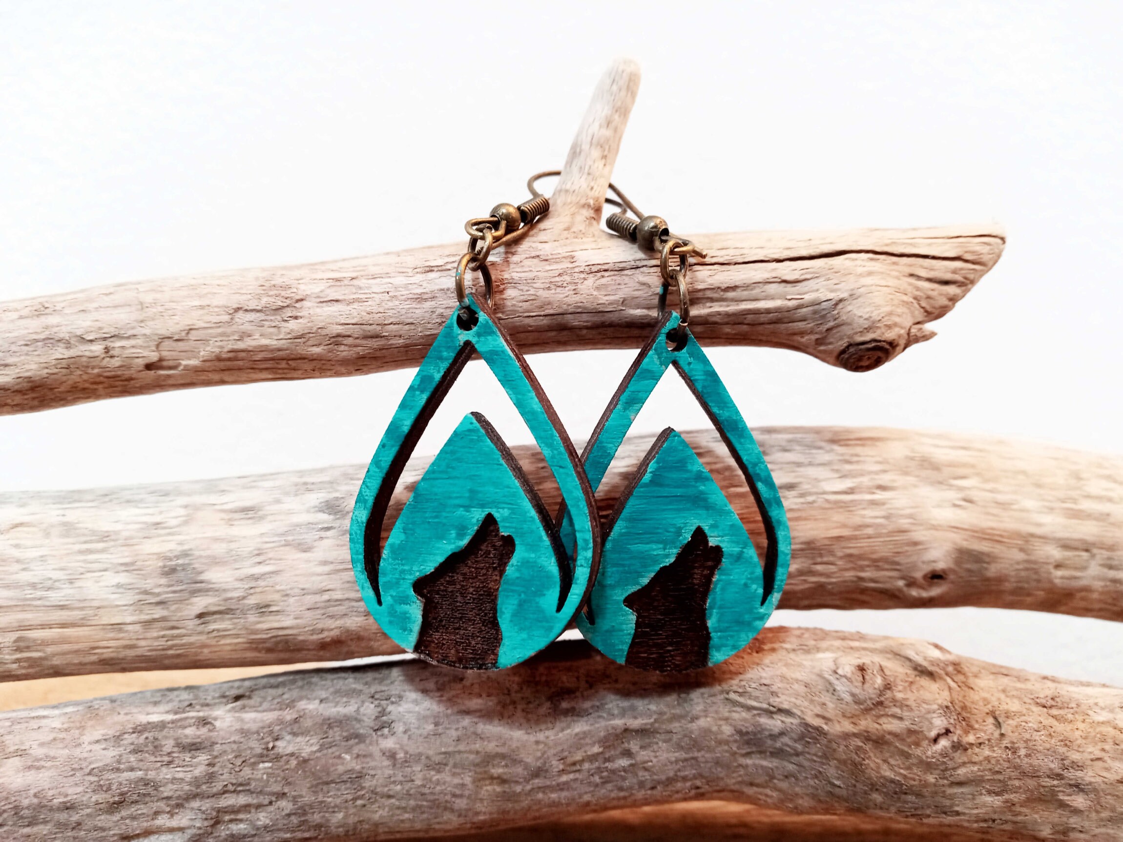 Wolf Earring SVG Teardrop Wolf Earrings SVG Glowforge - Etsy