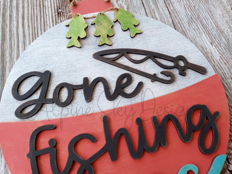 Gone Fishing Sign SVG Glowforge File | Fishing Door Hanger SVG ...