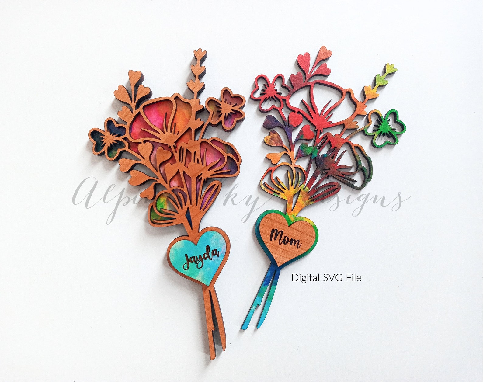 Customizable Floral SVG File Glowforge Flower Bouquet SVG | Etsy