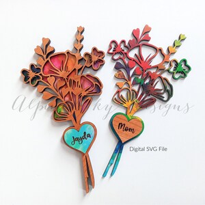 Customizable Floral SVG File Glowforge | Flower Bouquet SVG | Mothers ...