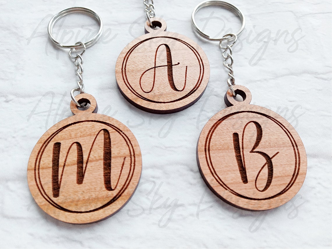 Glowforge Keychain SVG Monogram Keychain SVG Laser Files | Etsy