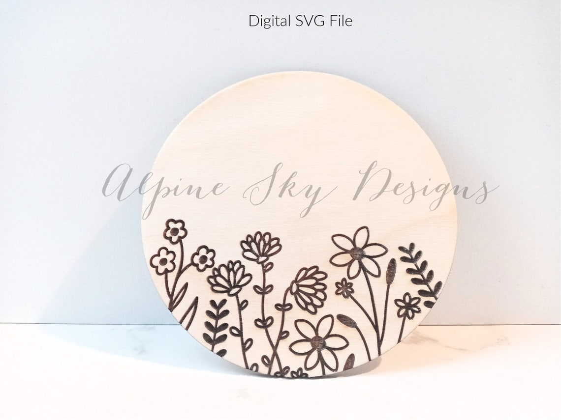 Floral Round SVG Engraved OR Scored Wildflower Round SVG - Etsy