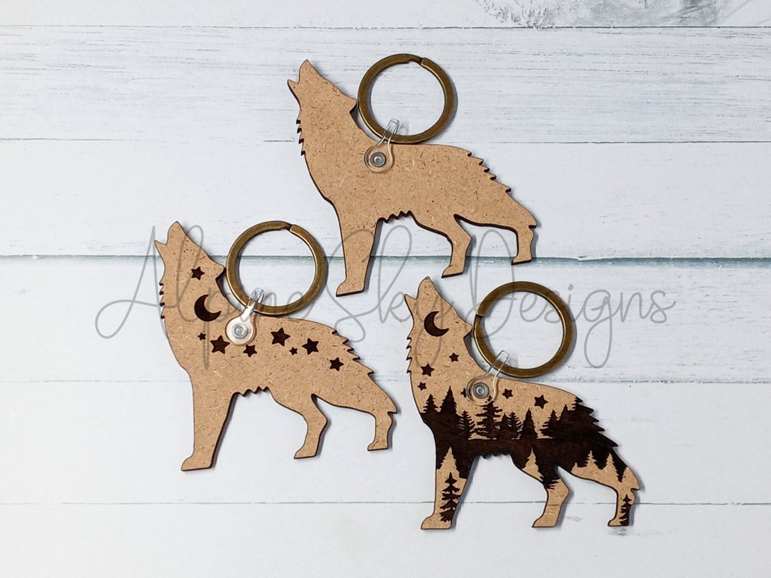 Wolf Keychain SVG Bundle | Wolf Keychains SVG | Keychain SVG Glowforge | Keychains Svg Laser ...