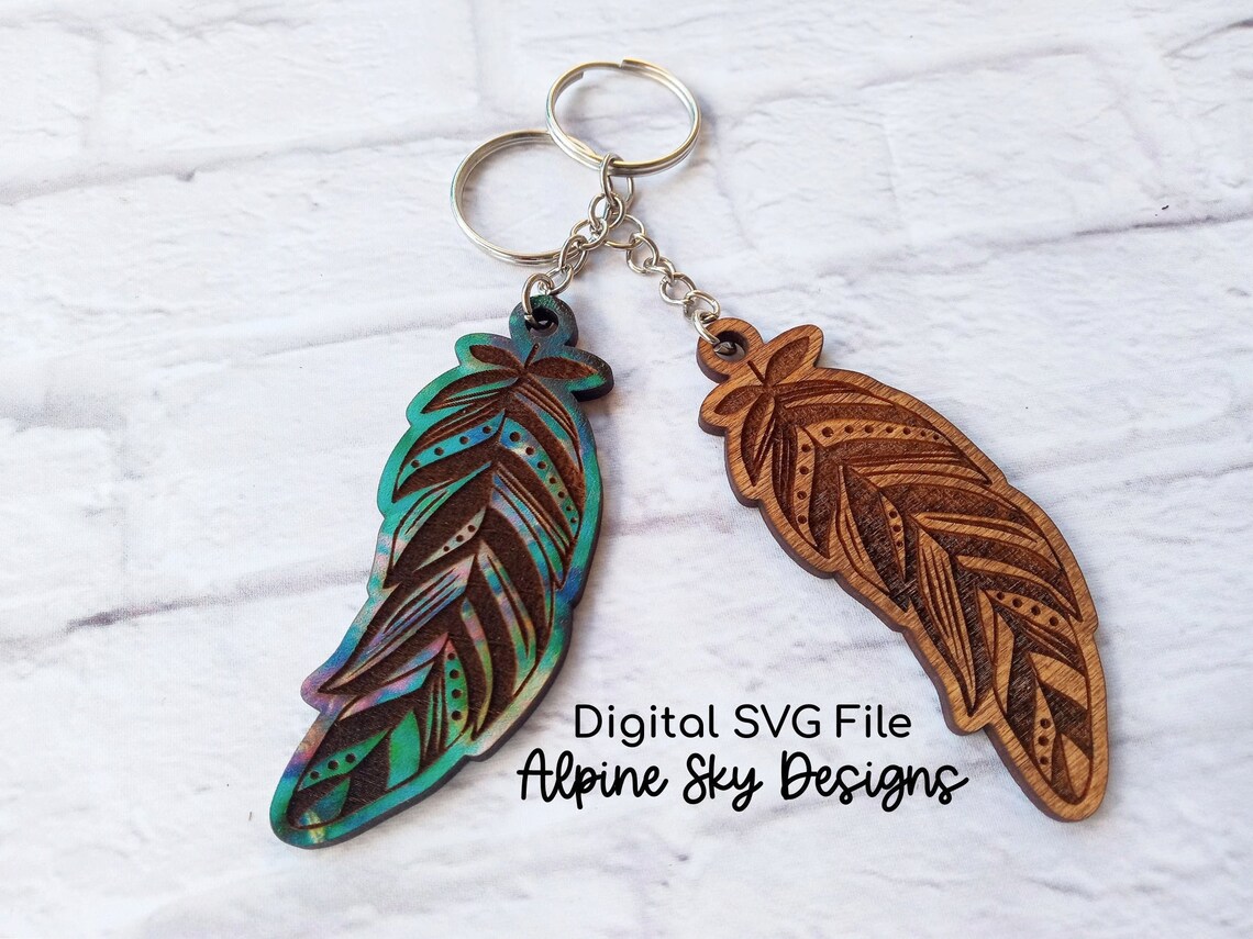 Feather Keychain SVG | Glowforge Keychain SVG | Feather SVG Keychain ...