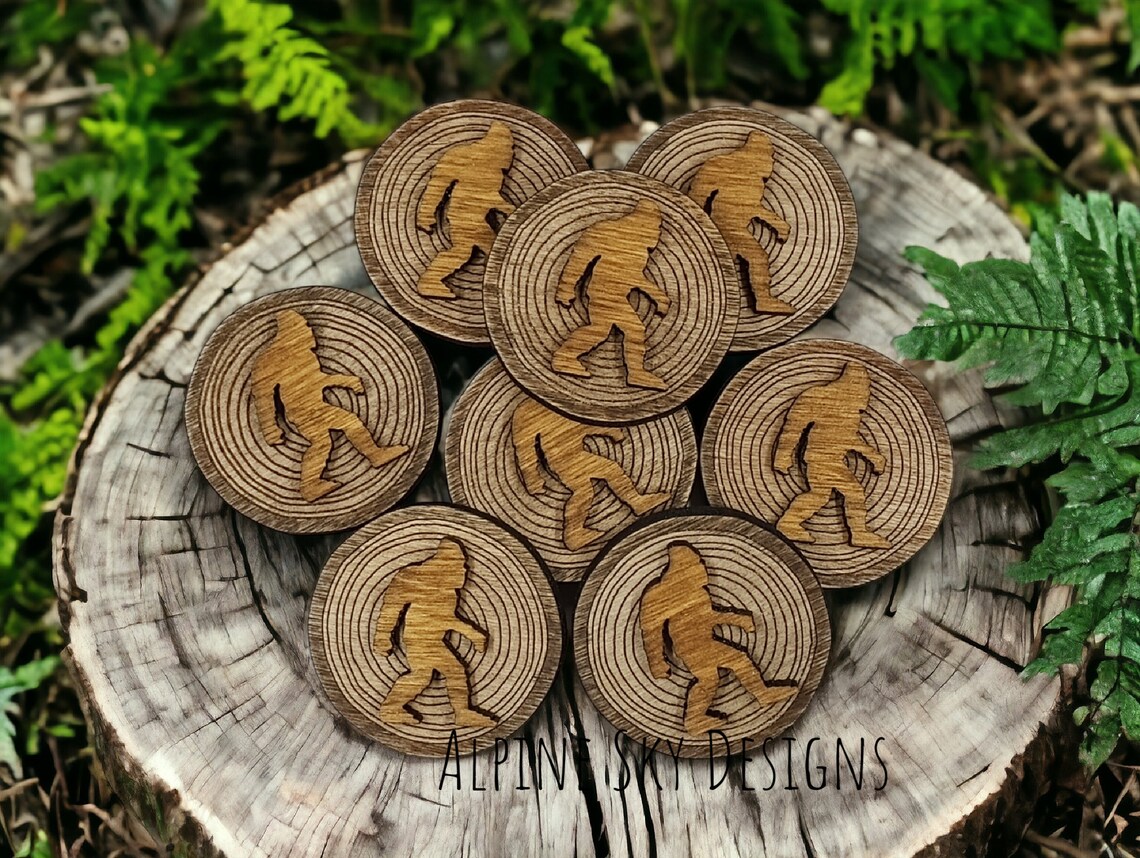 Bigfoot Magnet SVG Wood Slice SVG Bigfoot Wood Slice Magnet SVG ...