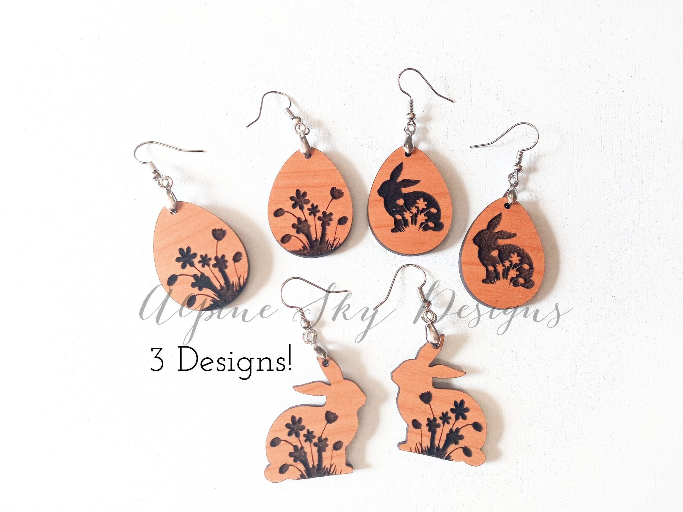 Bunny Earring SVG Easter Earring SVG Bundle Glowforge - Etsy