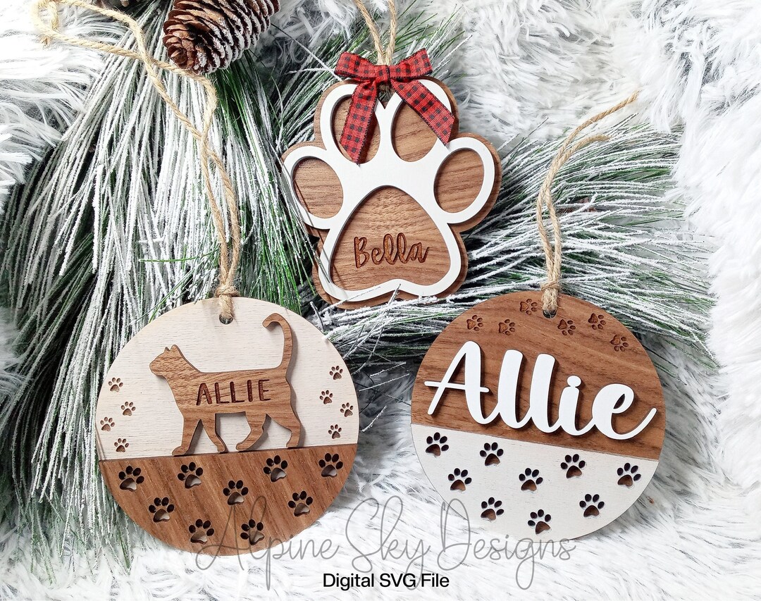 Cat Ornament SVG Bundle | Glowforge Ornament Files | Cat Ornaments SVG ...