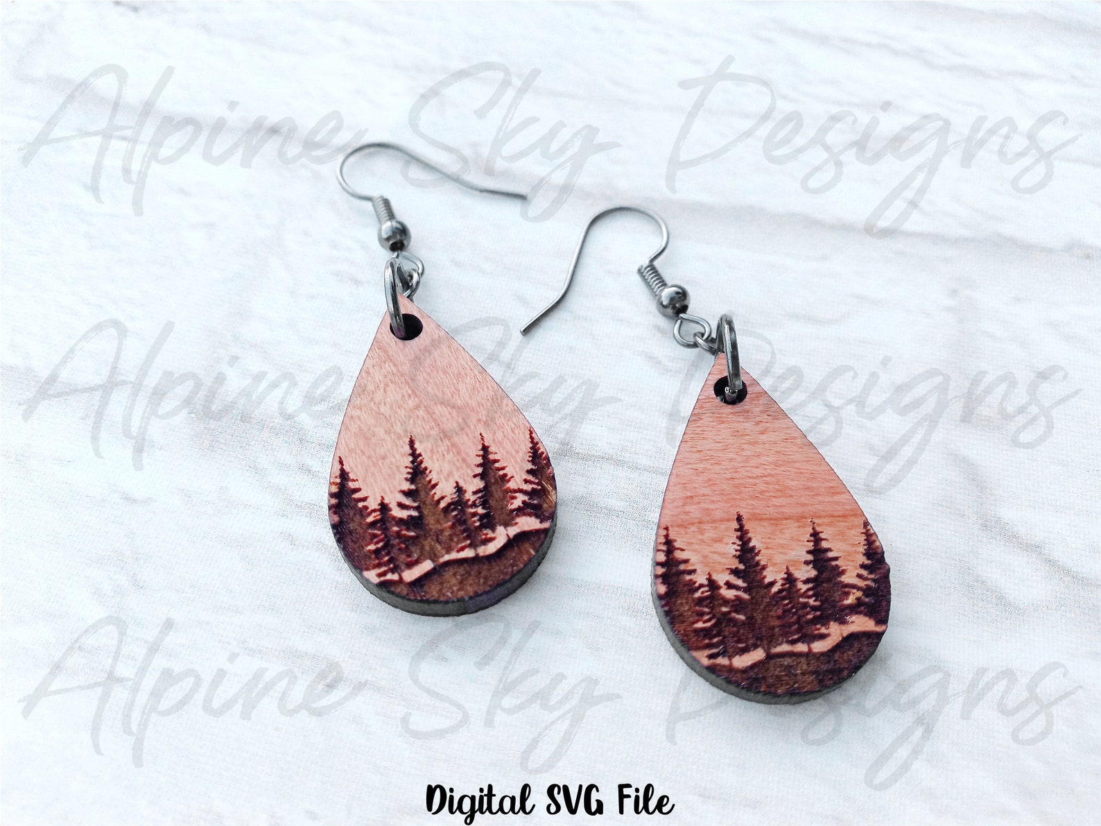 Forest Teardrop Earrings SVG Teardrop Earring SVG - Etsy