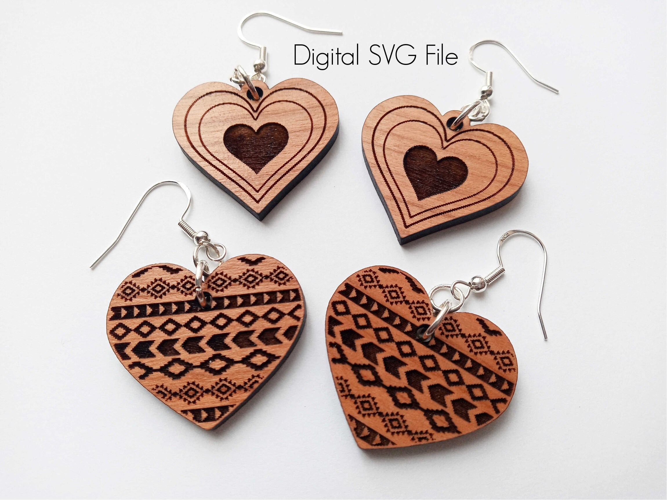 Heart Earring SVG Heart Earrings SVG Glowforge Valentine - Etsy