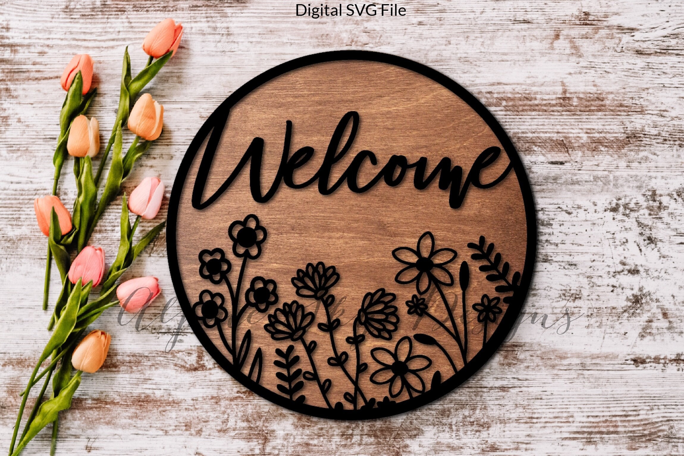Spring Welcome Sign SVG | Floral Round Svg | Welcome Sign SVG Glowforge ...