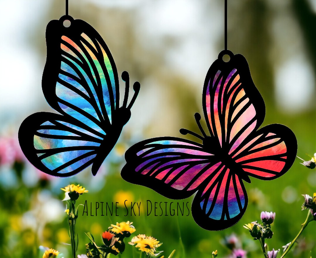 Butterfly Suncatcher SVG for Laser 2 Styles Butterflies Suncatcher SVG ...