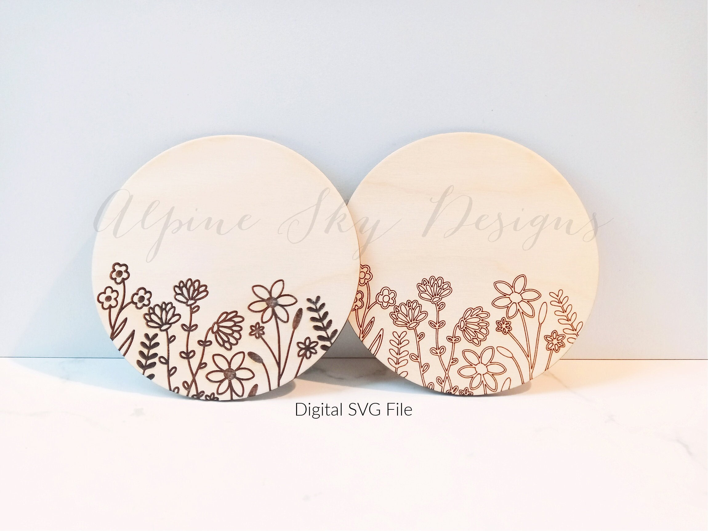 Floral Round SVG Engraved OR Scored Wildflower Round SVG - Etsy