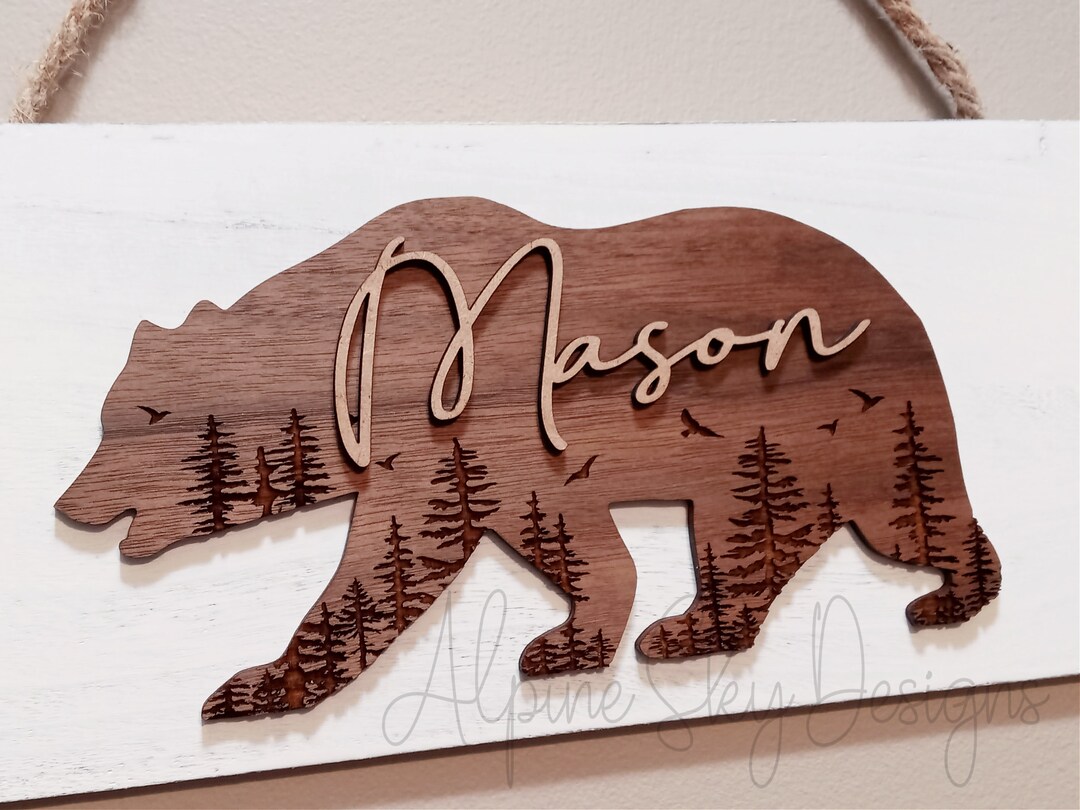 Engraved Bear Sign SVG | Bear SVG Glowforge | Bear SVG Laser ...