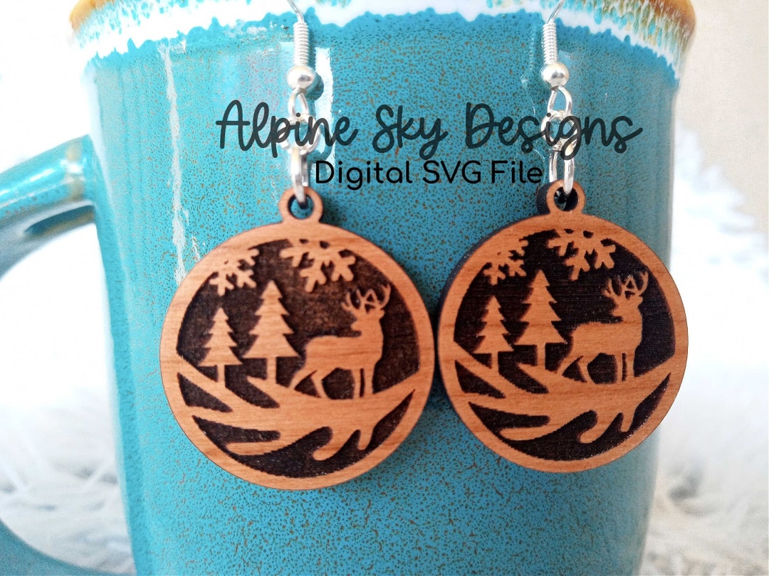 Deer Earrings SVG | Antler Earring SVG | Winter Earring Svg Files for ...
