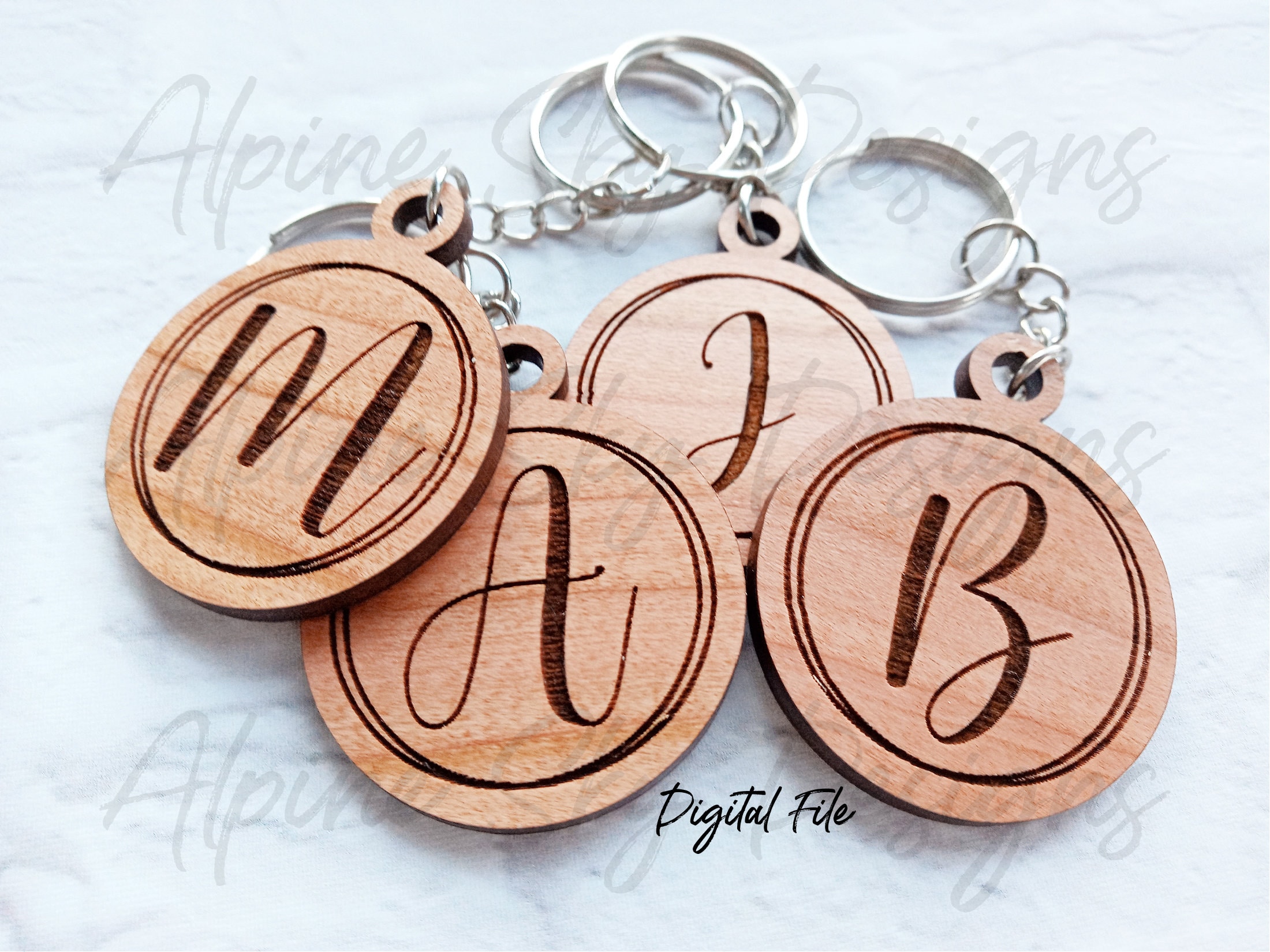 Glowforge Keychain SVG Monogram Keychain SVG Laser Files | Etsy