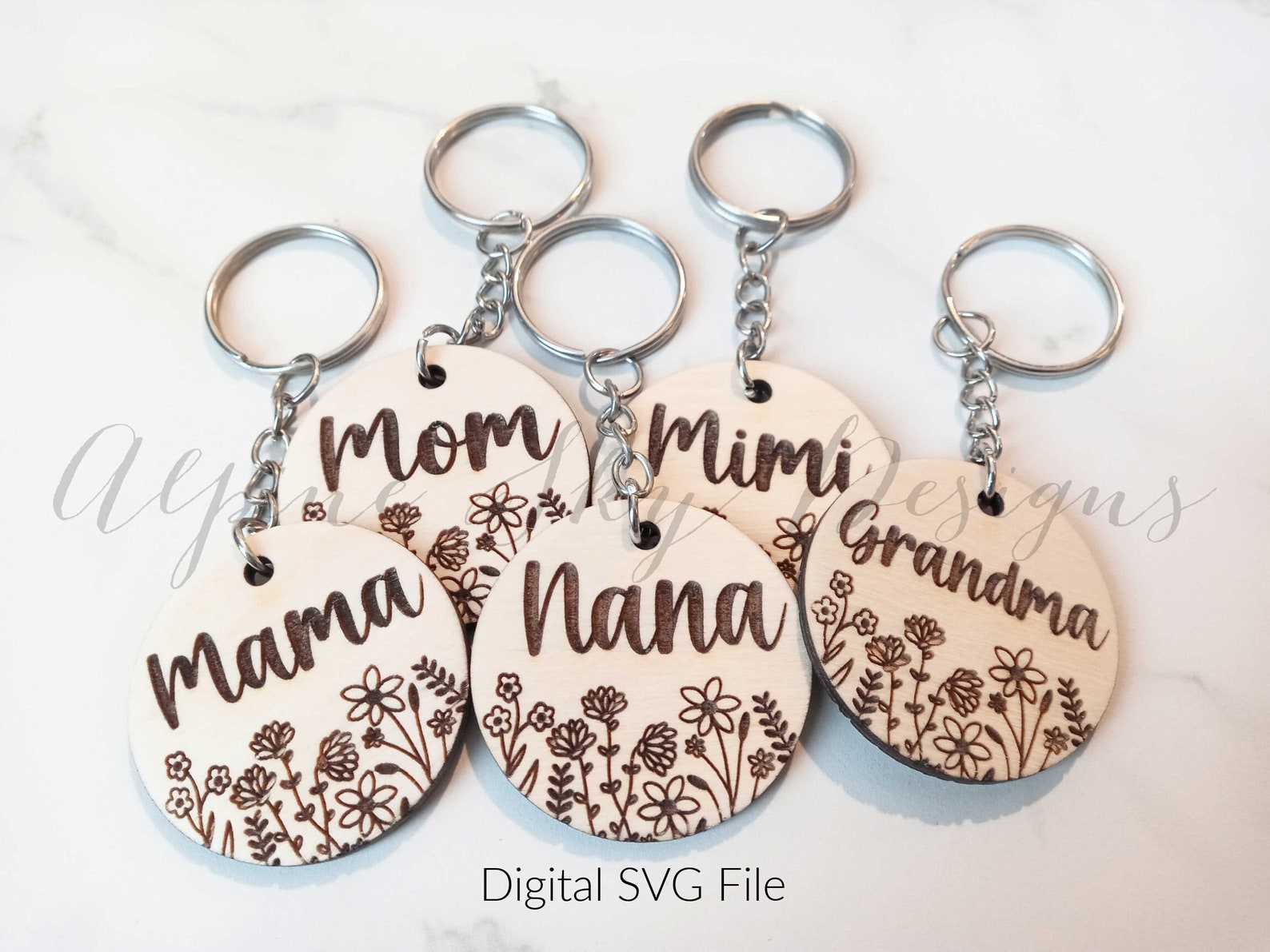 Floral Keychain SVG Bundle Round Keychain SVG Mama - Etsy