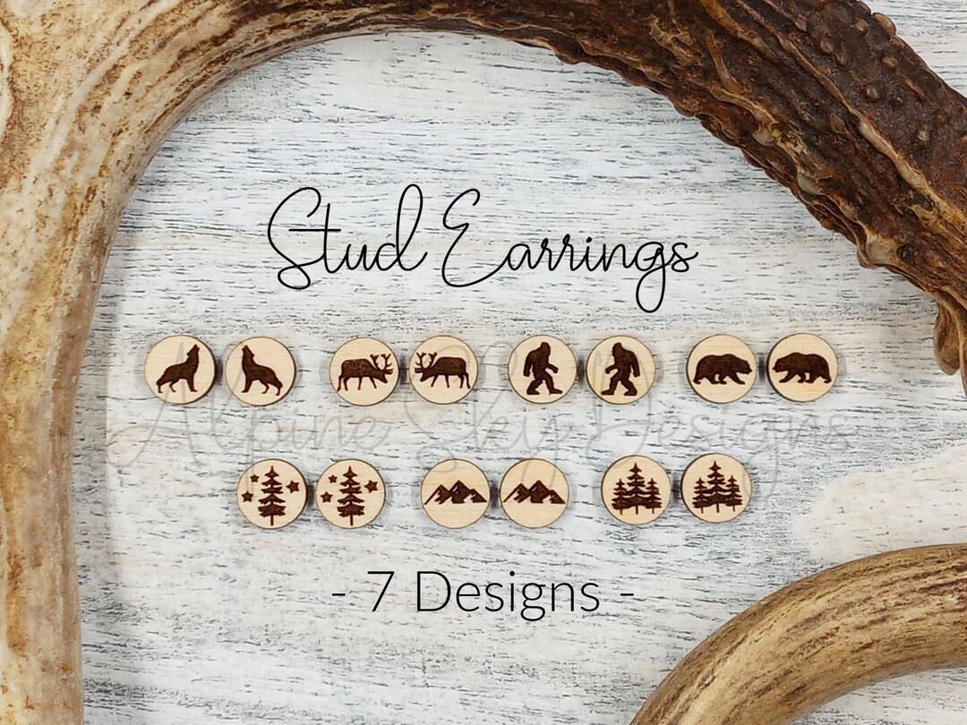 Stud Earrings SVG Bundle | Mountain Earrings SVG | Mountain Stud SVG ...