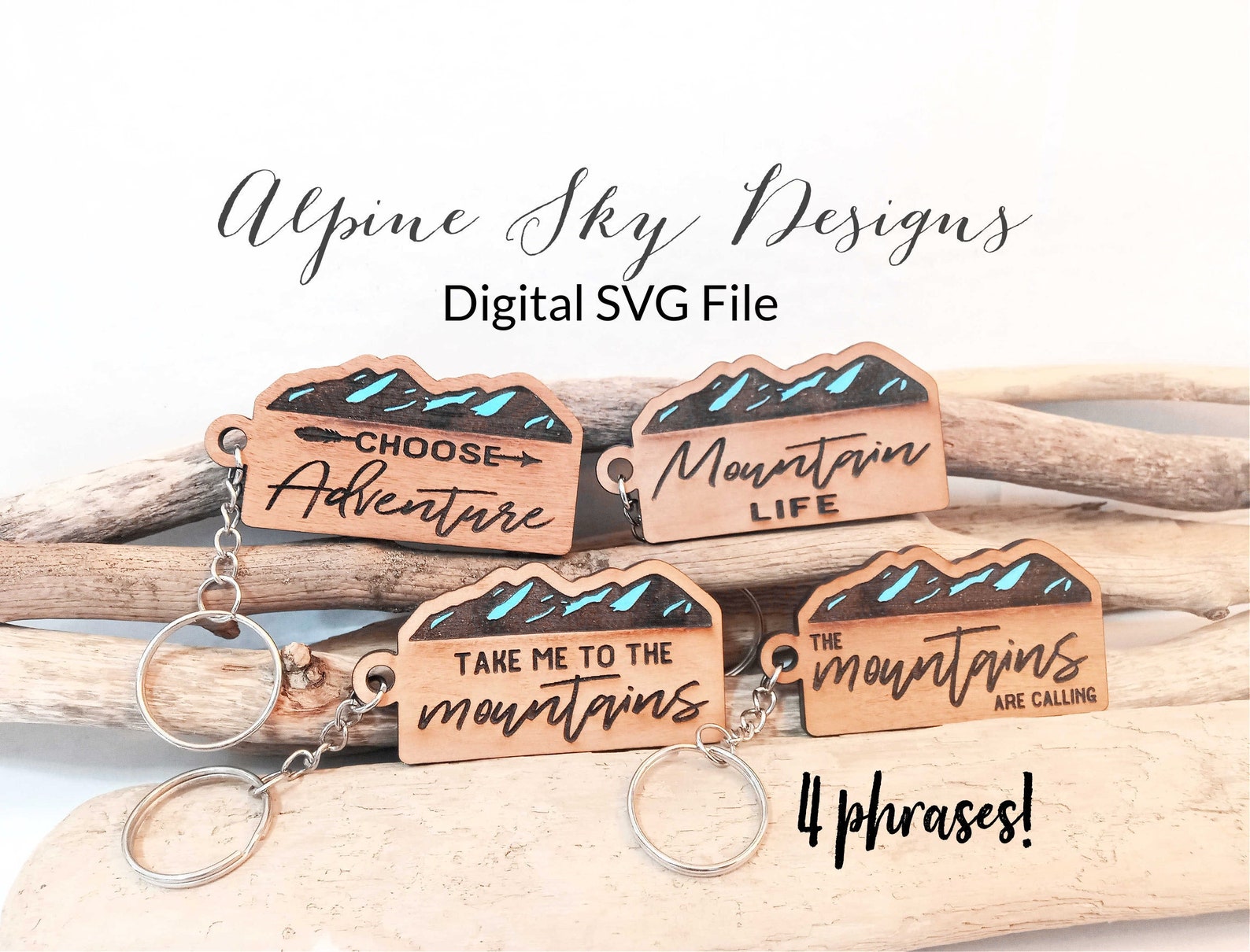 Mountain Keychains SVG | Glowforge Keychain SVG Files | Adventure Key ...