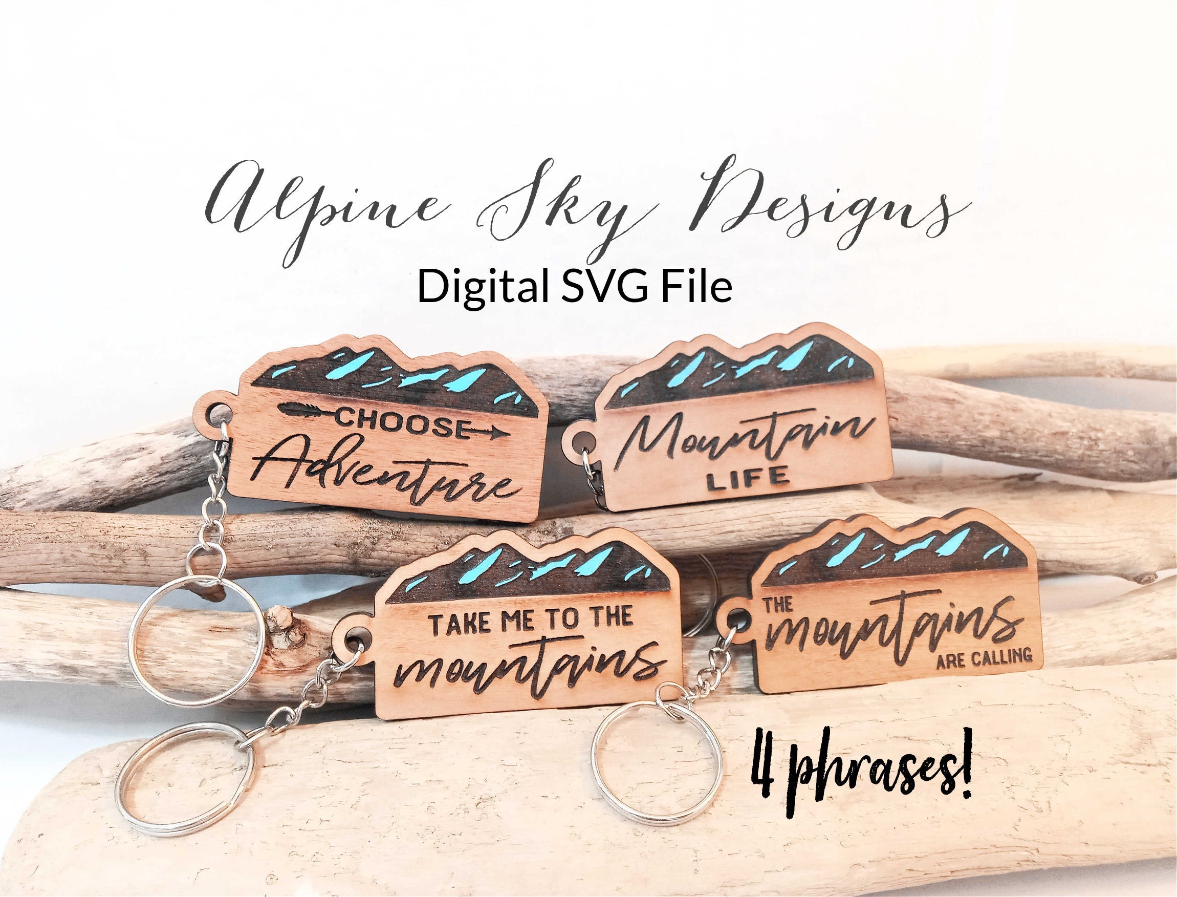 Mountain Keychains SVG Glowforge Keychain SVG Files - Etsy