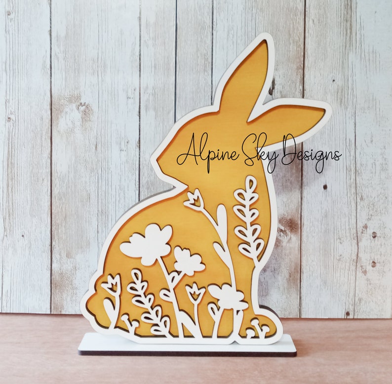 1/8 Floral Bunnies SVG Standing Bunnies SVG File Glowforge - Etsy