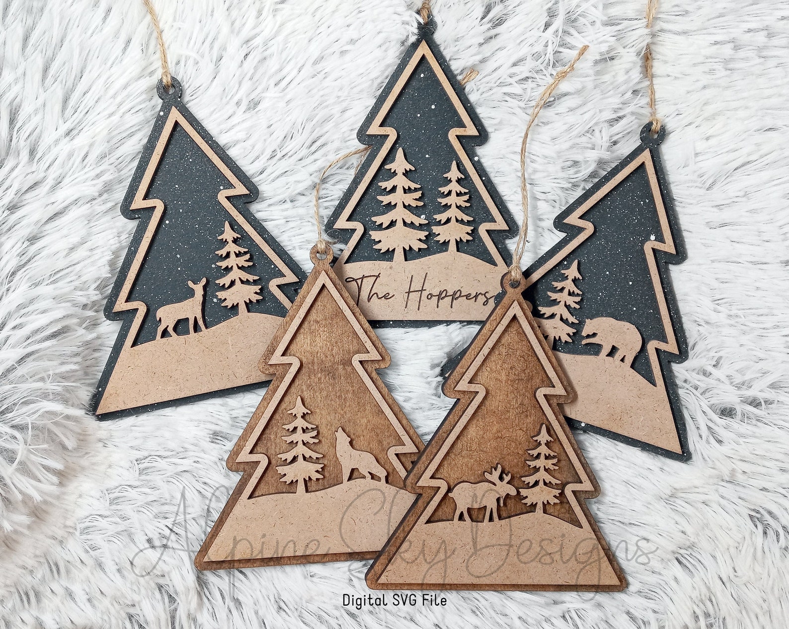 Christmas Ornament SVG Bundle | Glowforge Ornament Files | Deer Bear ...