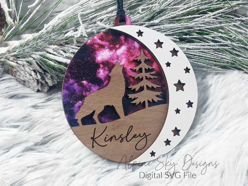 Wolf Ornament SVG | Wolf Christmas Ornament SVG | Layered Ornament SVG ...