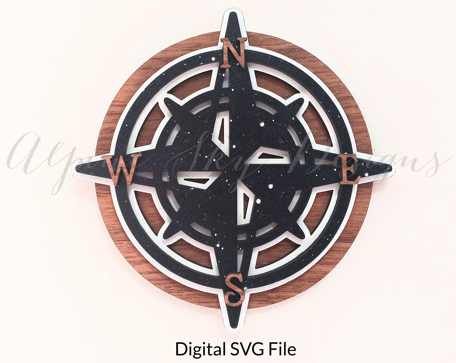 Compass SVG File Compass SVG Layered Sign Svg Glowforge - Etsy