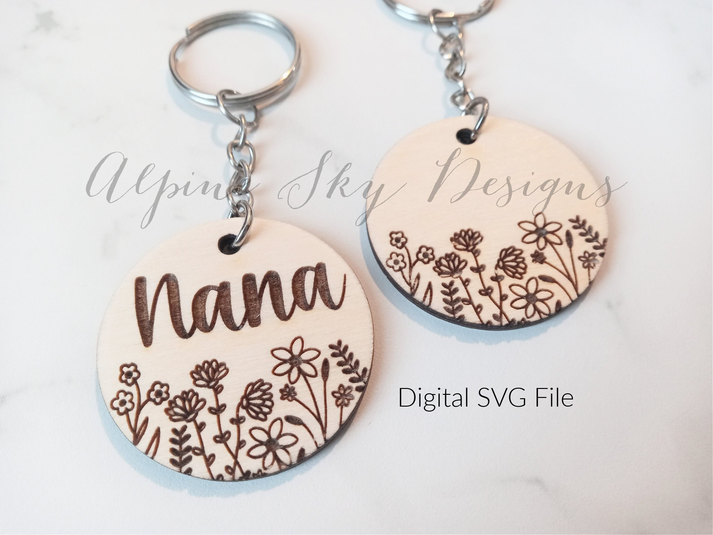 Nana Keychain SVG Nana SVG Files Floral Keychain SVG - Etsy