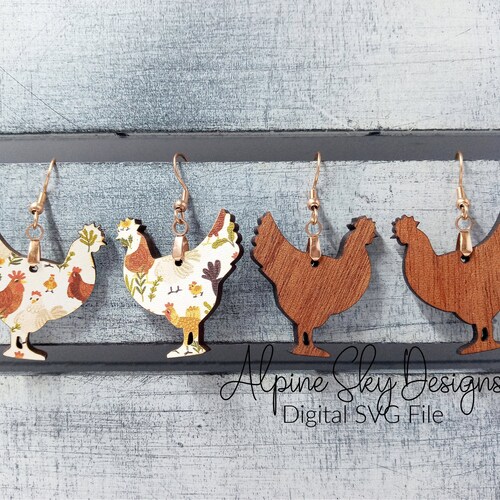 Chicken Earrings SVG Chicken Earring SVG Chicken Shaped - Etsy