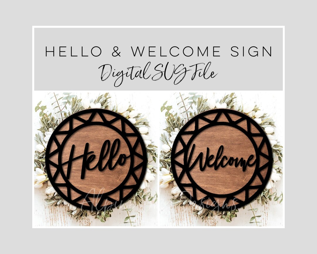 Round Sign SVG Bundle | Glowforge Sign Files | Hello Sign SVG | Round ...