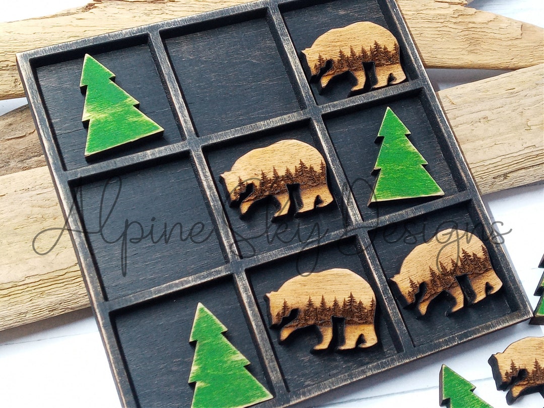 Bear Tic Tac Toe SVG File | Bear SVG Files | Glowforge Files Tic Tac ...